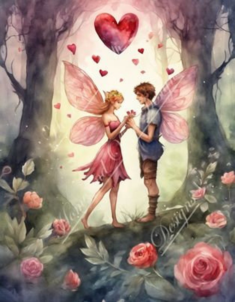 Fairies in Love- Collection of 5 High Quality Clipart - 300 Dpi Jpg ...