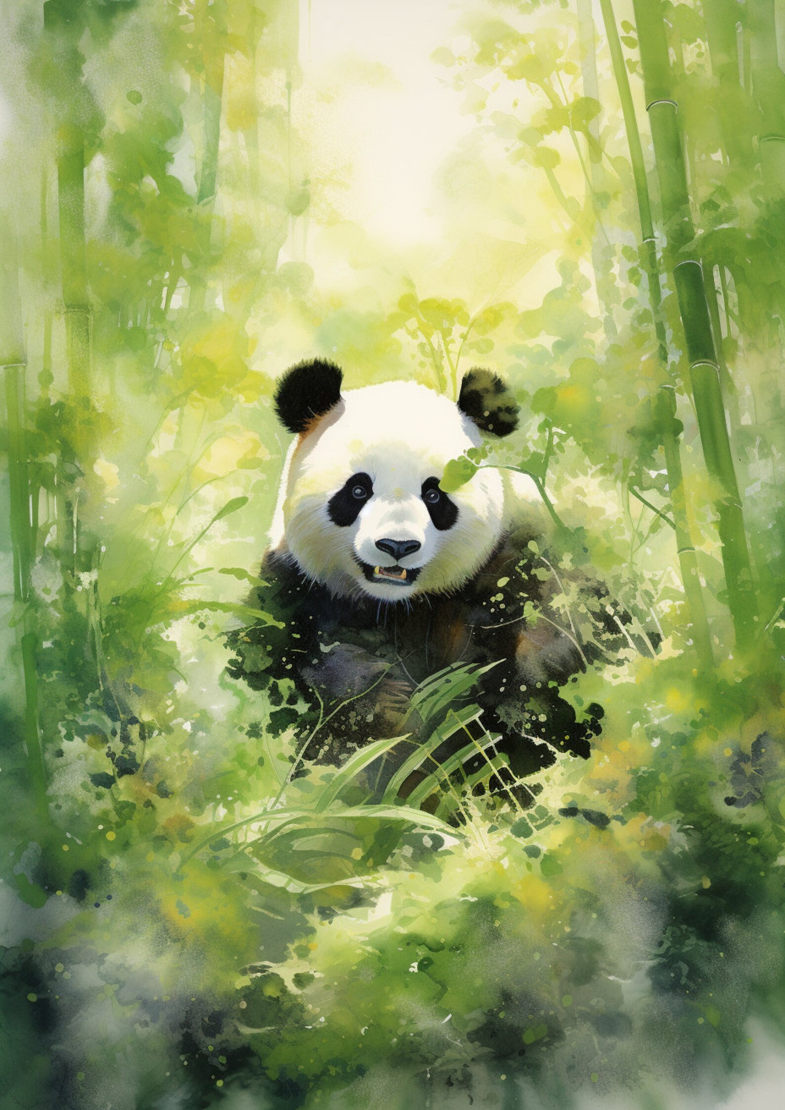 Watercolor Panda Bear PRINTABLE ART Panda Print Panda Poster Bear Wall ...