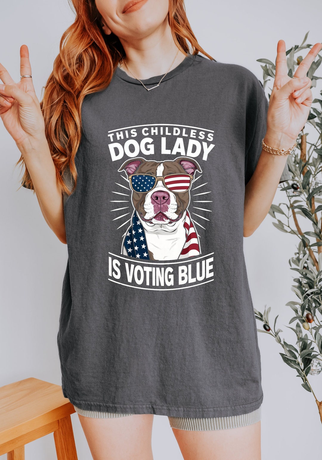 This Childless Dog Lady is Voting Blue, Kamala Harris Heavy Cotton Tee ...