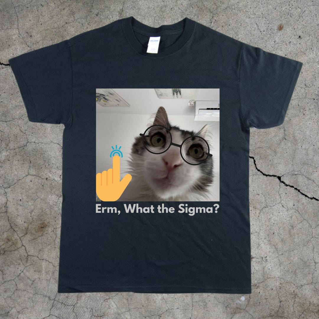 Funny Cat Sigma Meme T-shirt, Silly Cat Design Tee, Unisex Heavy Cotton ...