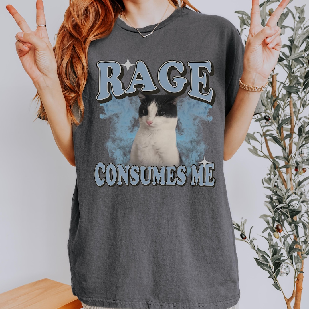 Rage Consumes Me Cat Tee, Funny Meme T-shirt for Cat Lovers, Unhinged ...