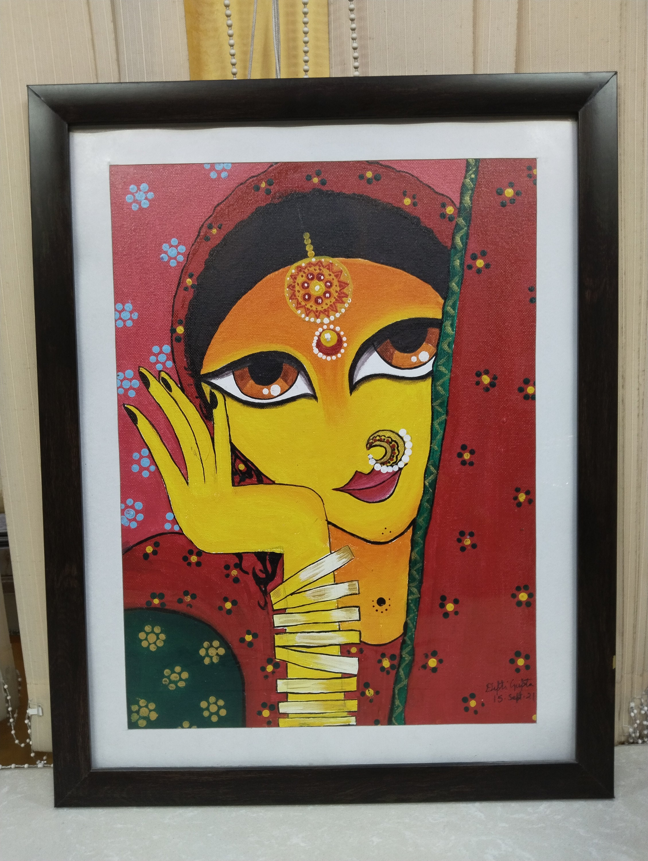 Hand Painted Indian Folk Art Painting, Rajasthani Style Art, Home Décor ...