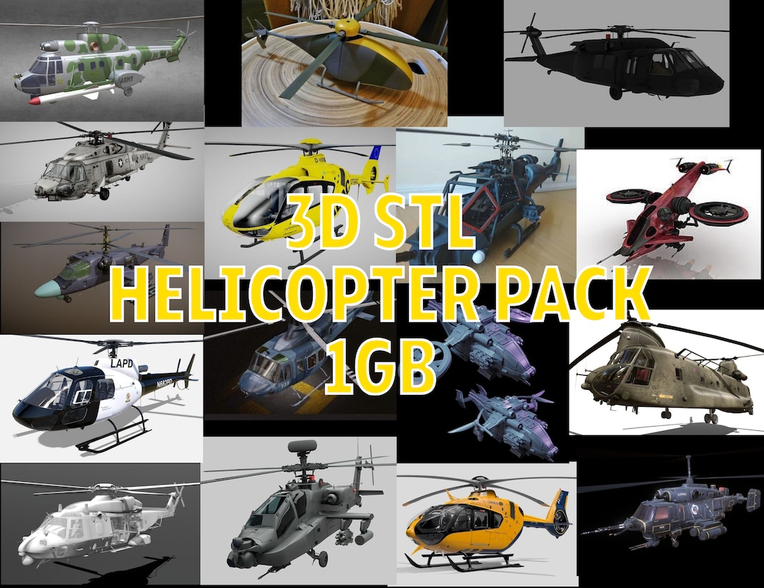 Helicopter Pack 3d STL File Printer Gift Movie Lover Game Custom Action ...