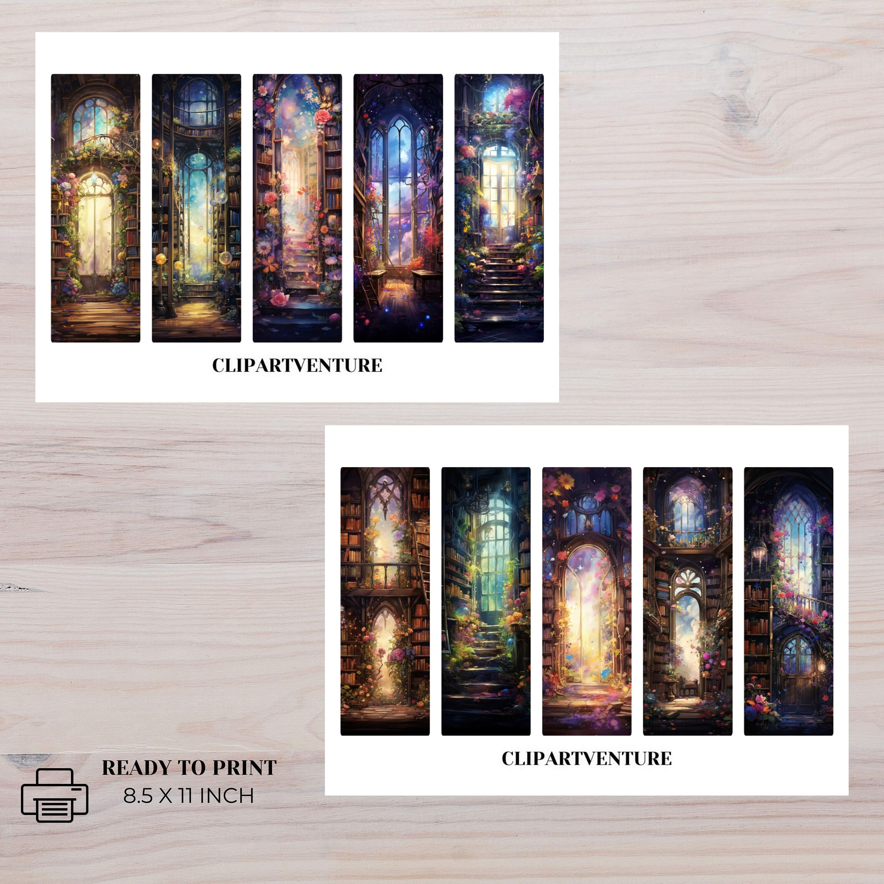 20 Watercolor Magical Library Printable Bookmarks I Print and Cut ...