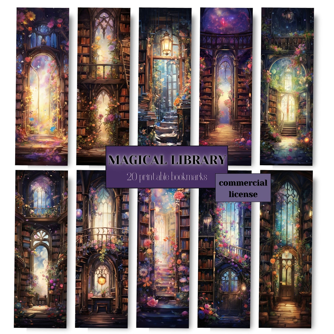 20 Watercolor Magical Library Printable Bookmarks I Print and Cut ...