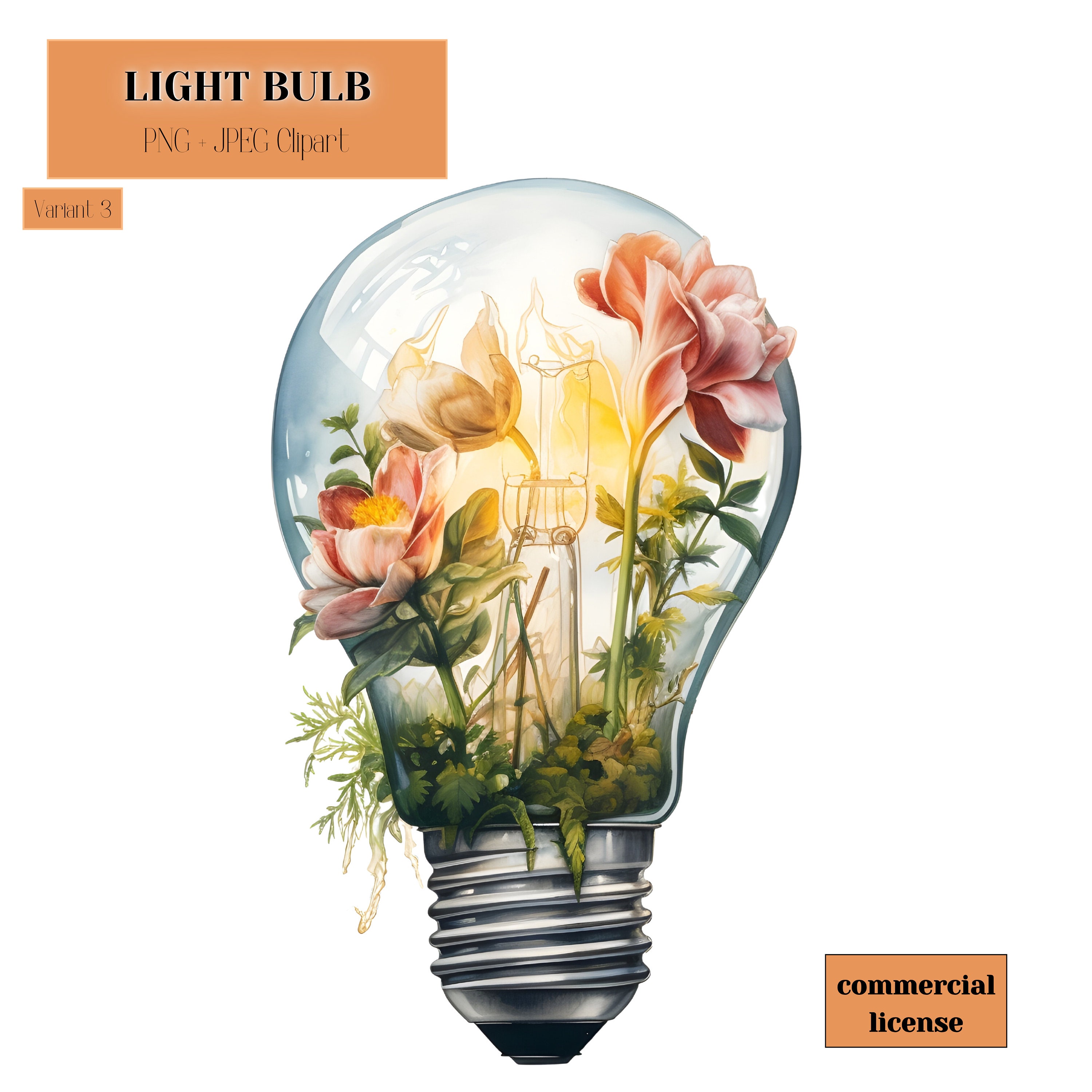 Vintage Light Bulb V3 Watercolor PNG Commercial Use Clip Art - Etsy