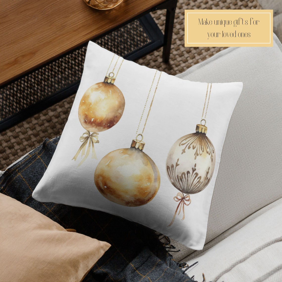 Golden Christmas Baubles V2 Watercolor PNG Commercial Use Clip - Etsy