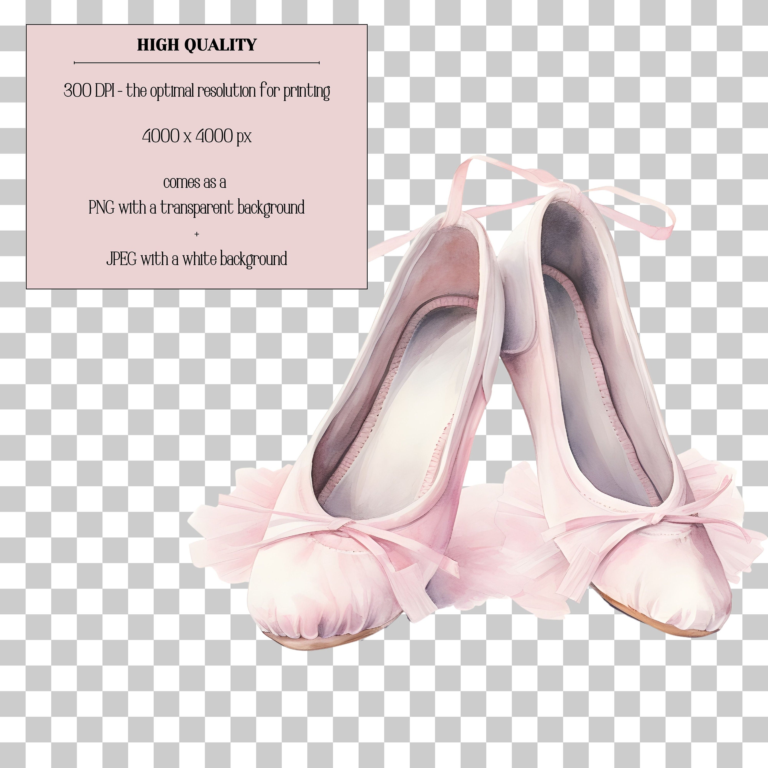 Ballet Shoes V4 Watercolor PNG Commercial Use Clip Art, Hobby Clipart ...