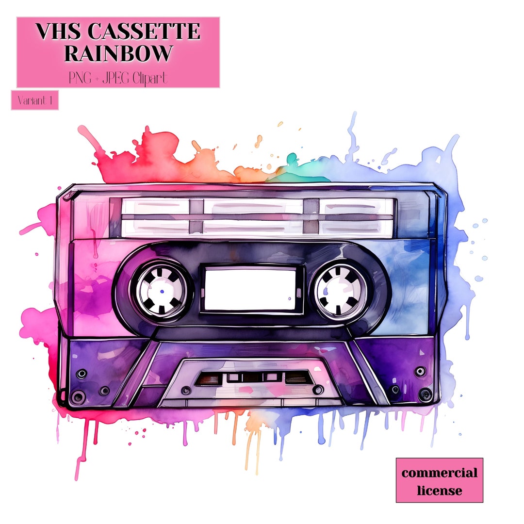 90s Vhs Cassette Rainbow V1 Watercolor PNG Commercial Use Clip - Etsy UK