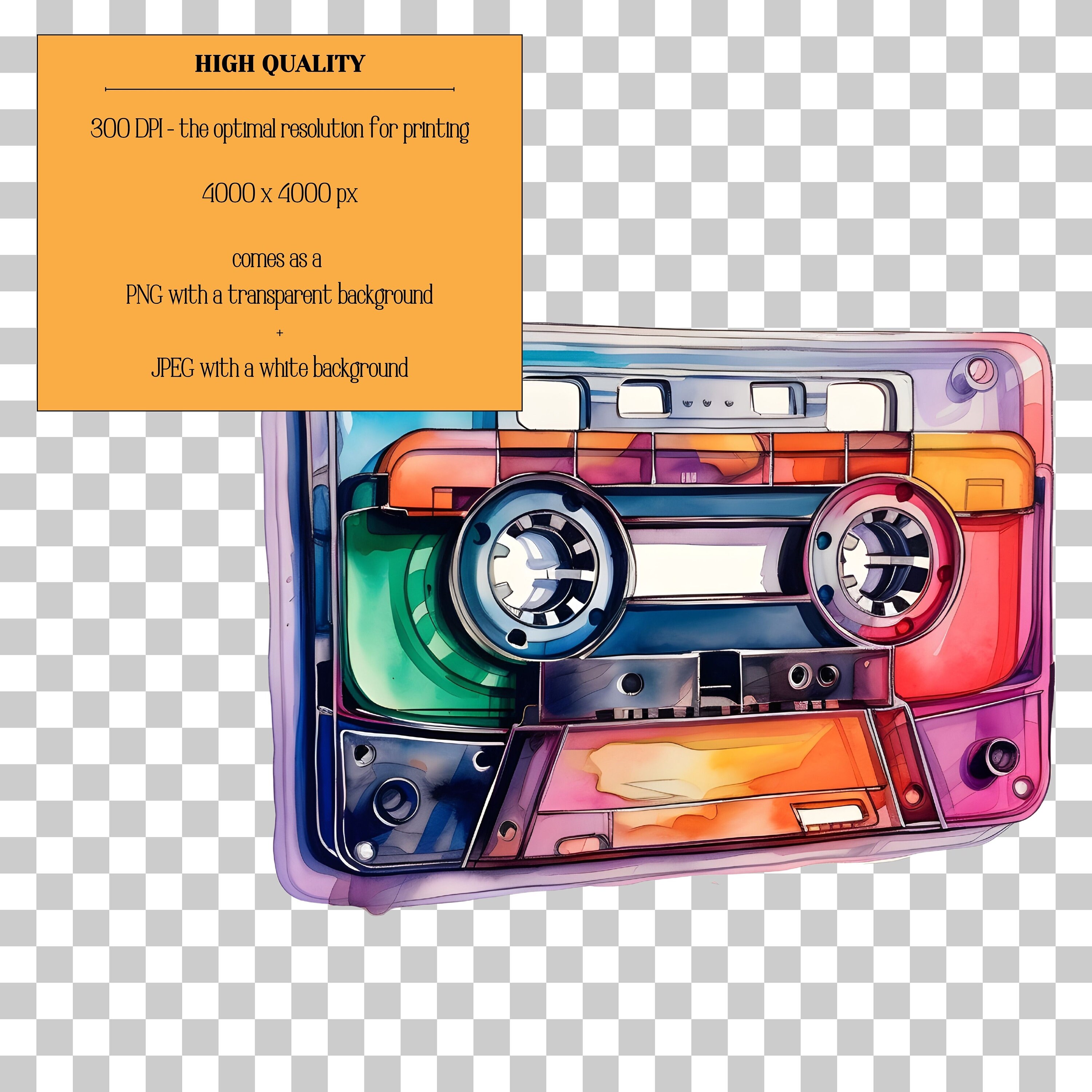 90s Vhs Cassette Rainbow V3 Watercolor PNG Commercial Use Clip Art ...