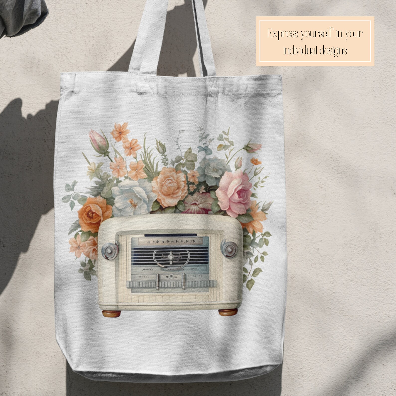 Vintage Radio V4 Watercolor PNG Commercial Use Clip Art, Pastel Flower ...