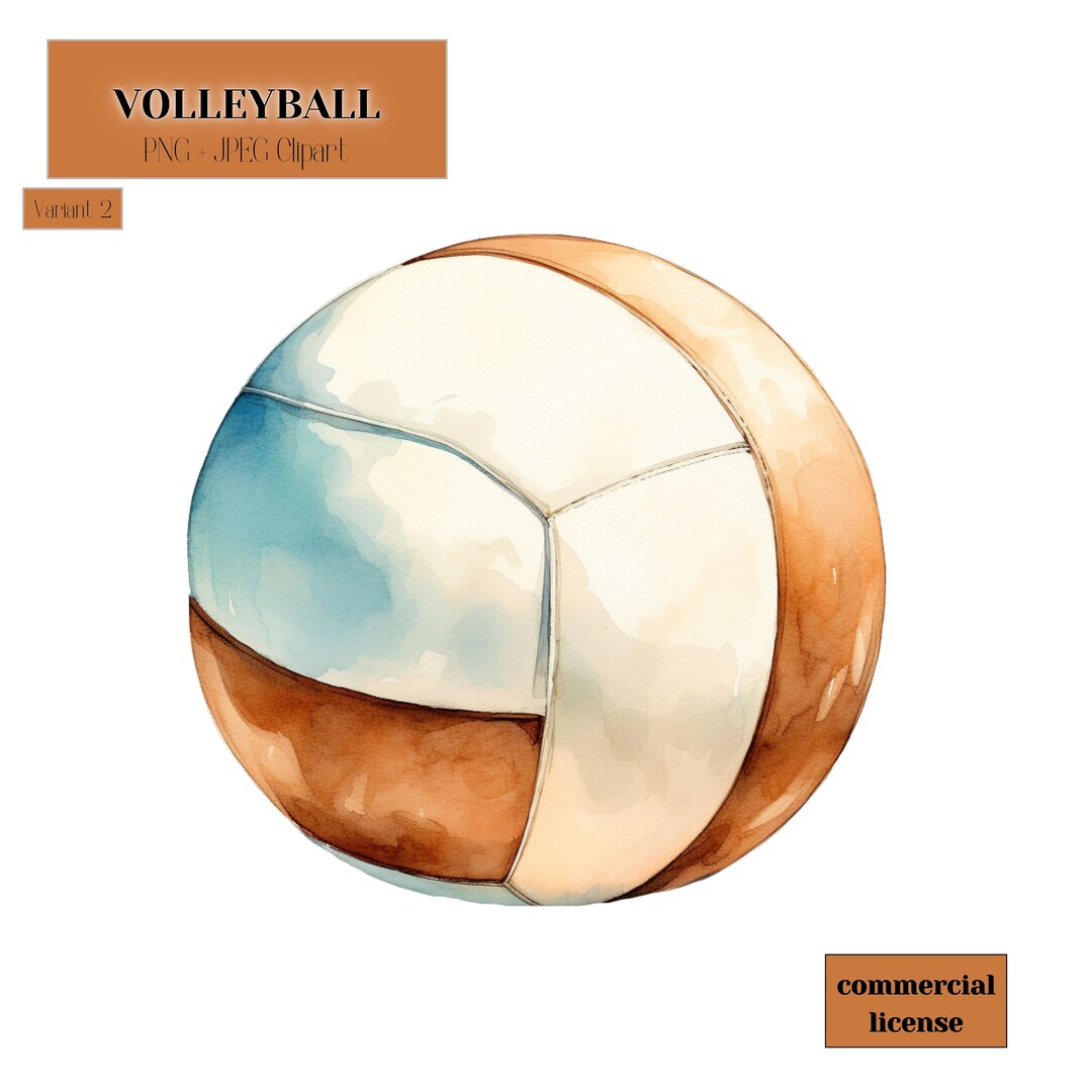 Volleyball V2 Watercolor PNG Commercial Use Clip Art Usa - Etsy