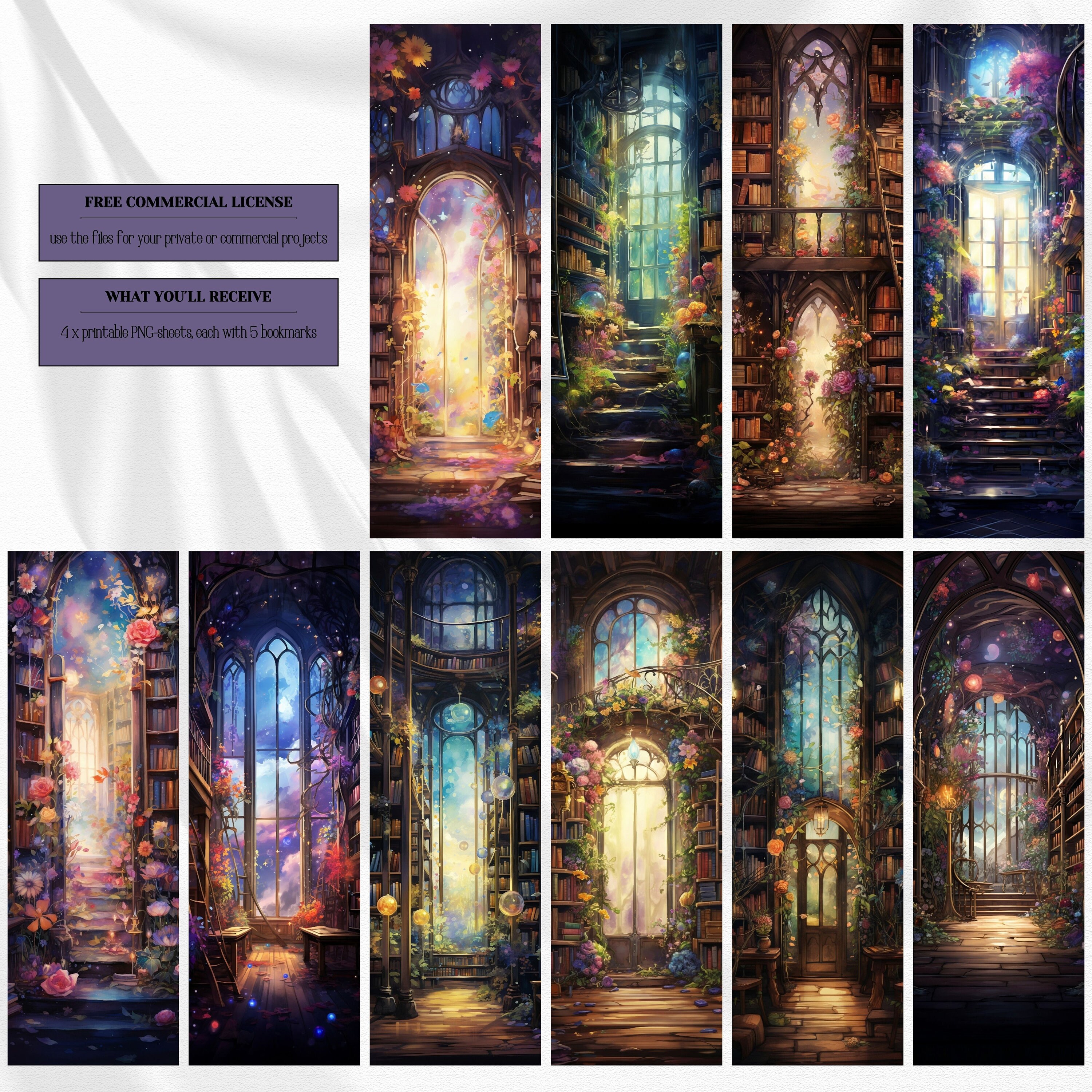 20 Watercolor Magical Library Printable Bookmarks I Print and Cut ...