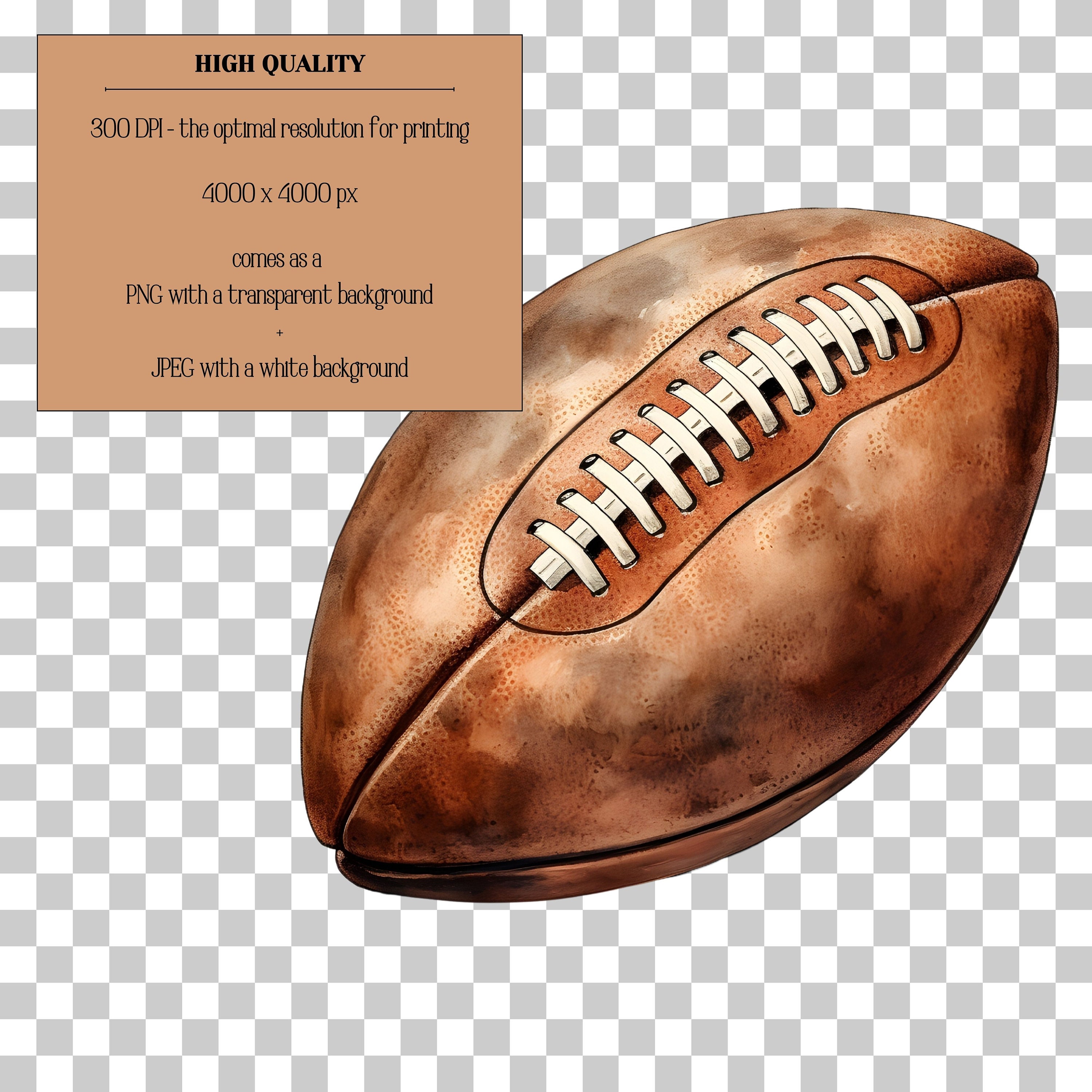 Football V1 Watercolor PNG Commercial Use Clip Art, Usa Hobby Clipart ...