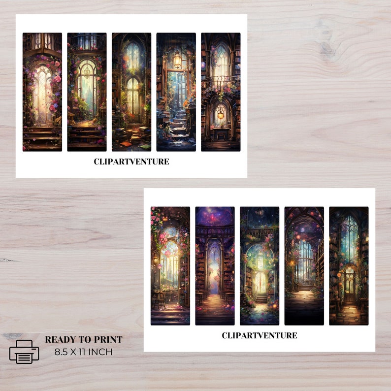 20 Watercolor Magical Library Printable Bookmarks I Print and Cut ...