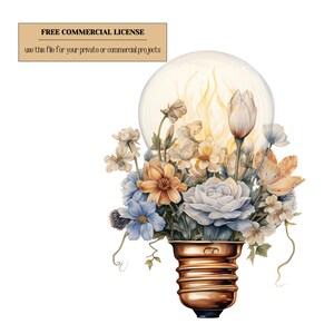 Vintage Light Bulb V2 Watercolor PNG Commercial Use Clip Art, Pastel ...