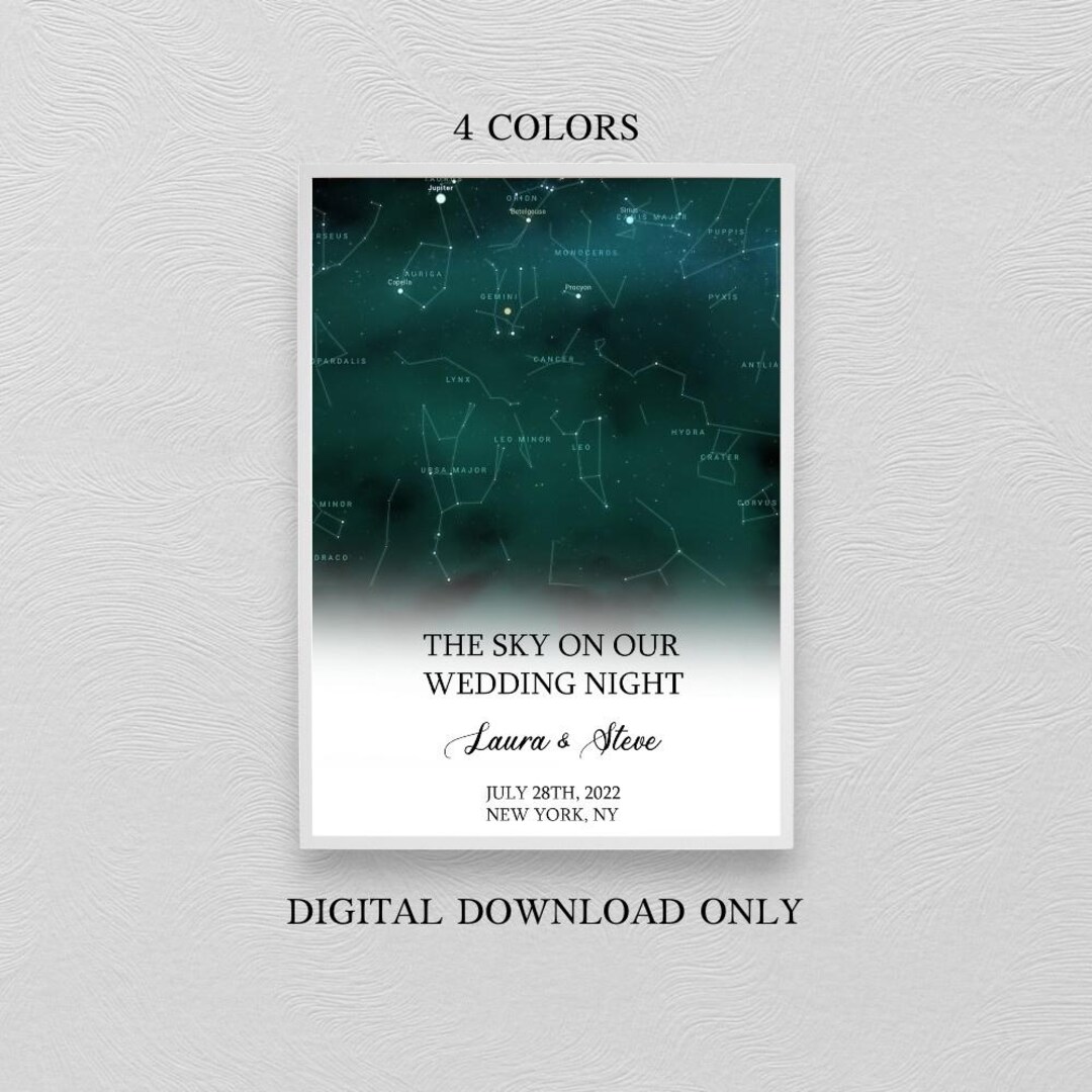 Day Sky Map, Wedding Gift Where It All Began, Constellation Map, Star ...