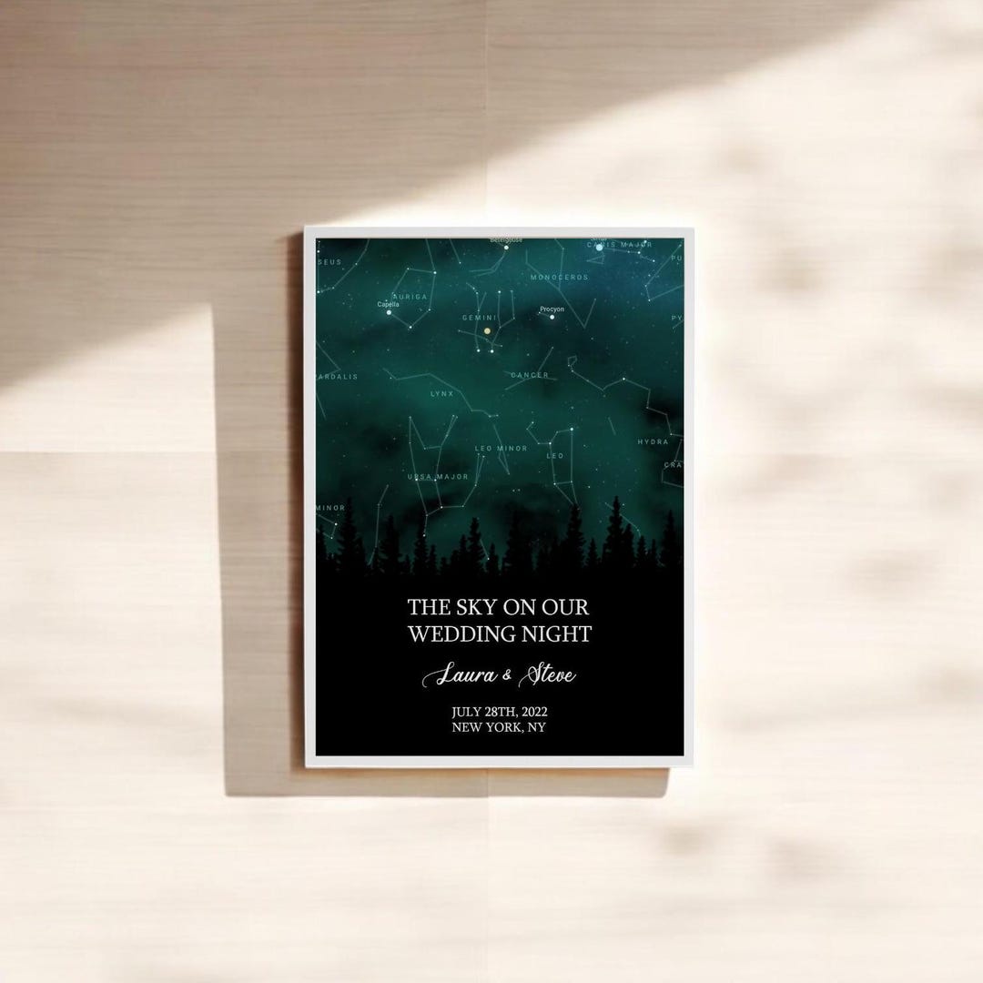 Digital Custom Star Map Download, Night Sky Print, 1st Anniversary Gift ...