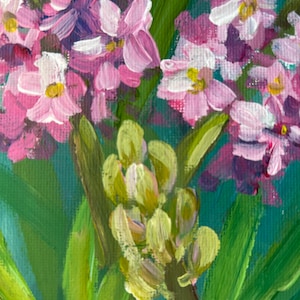Original Acrylic Painting of Hyacinth Flowers, Hand Painted, Framed ...