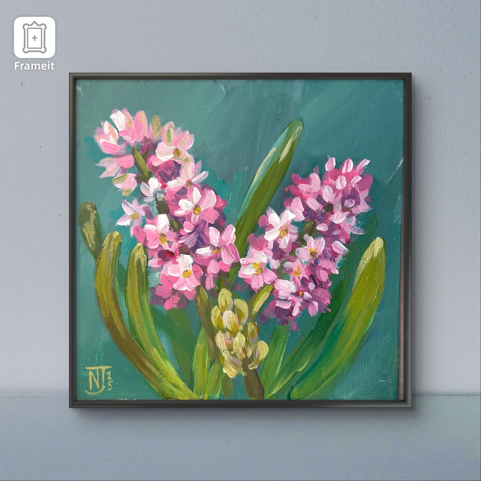 Original Acrylic Painting of Hyacinth Flowers, Hand Painted, Framed ...