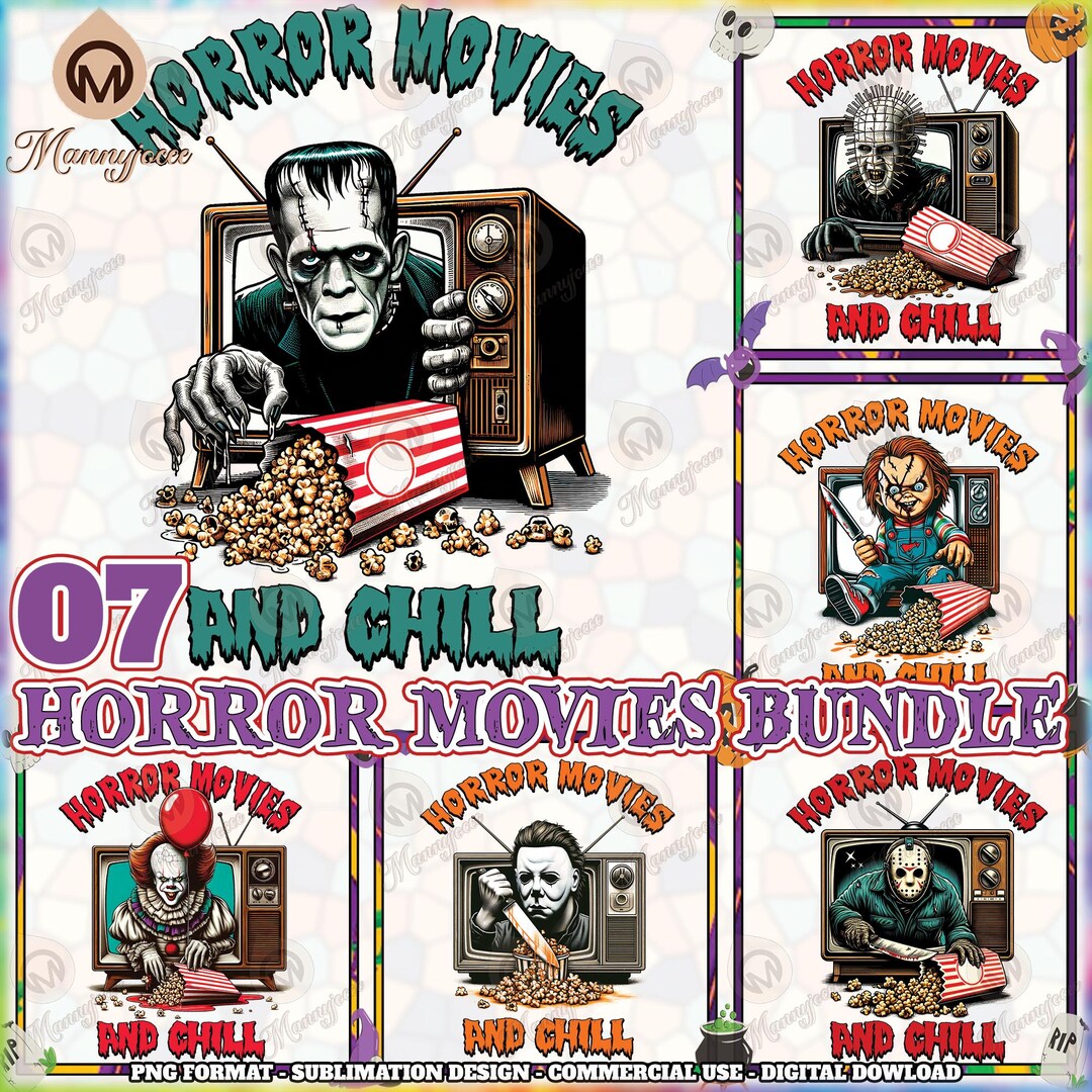 Horror Movies and Chill PNG Bundle, Love Horror Movies, Horror ...