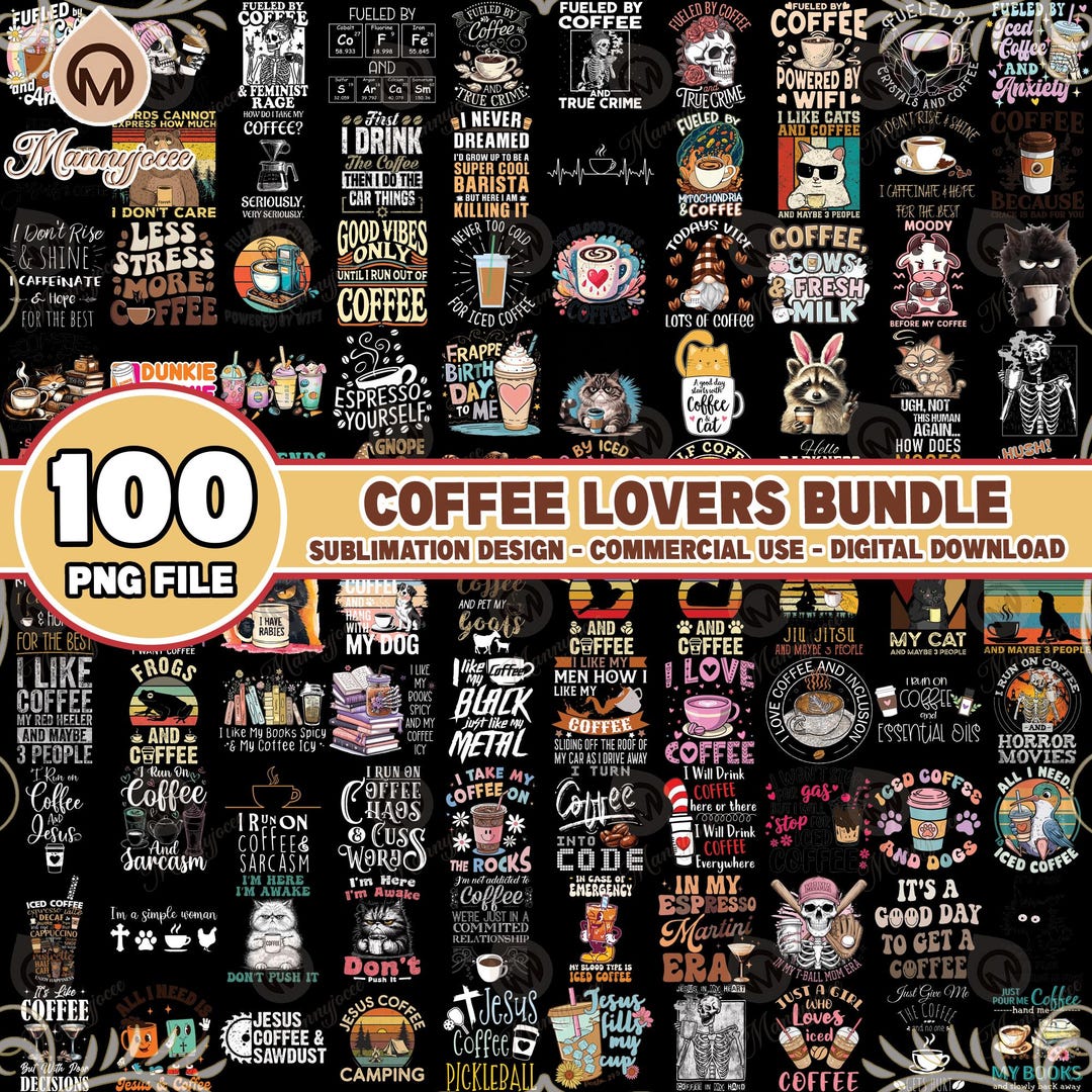 100 Files Coffee PNG Bundle, Coffee Lover Png, Coffee Club Png, Coffee ...