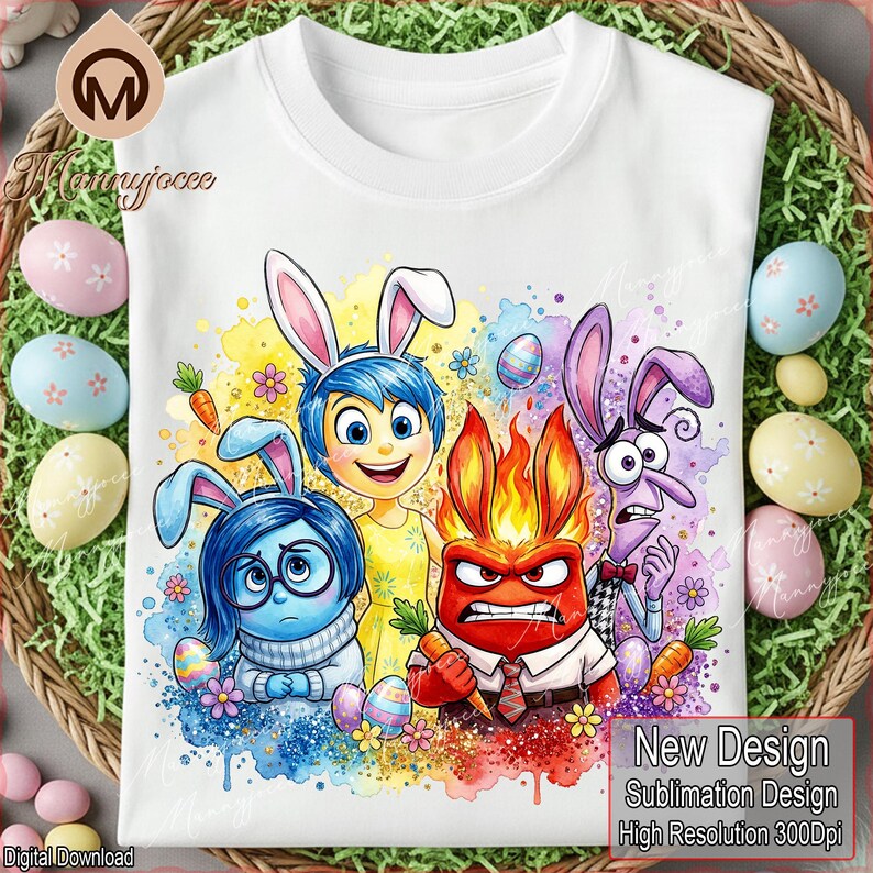Happy Easter Day PNG, Cartoon Friends Easter Shirt Design, Cute Bunny ...