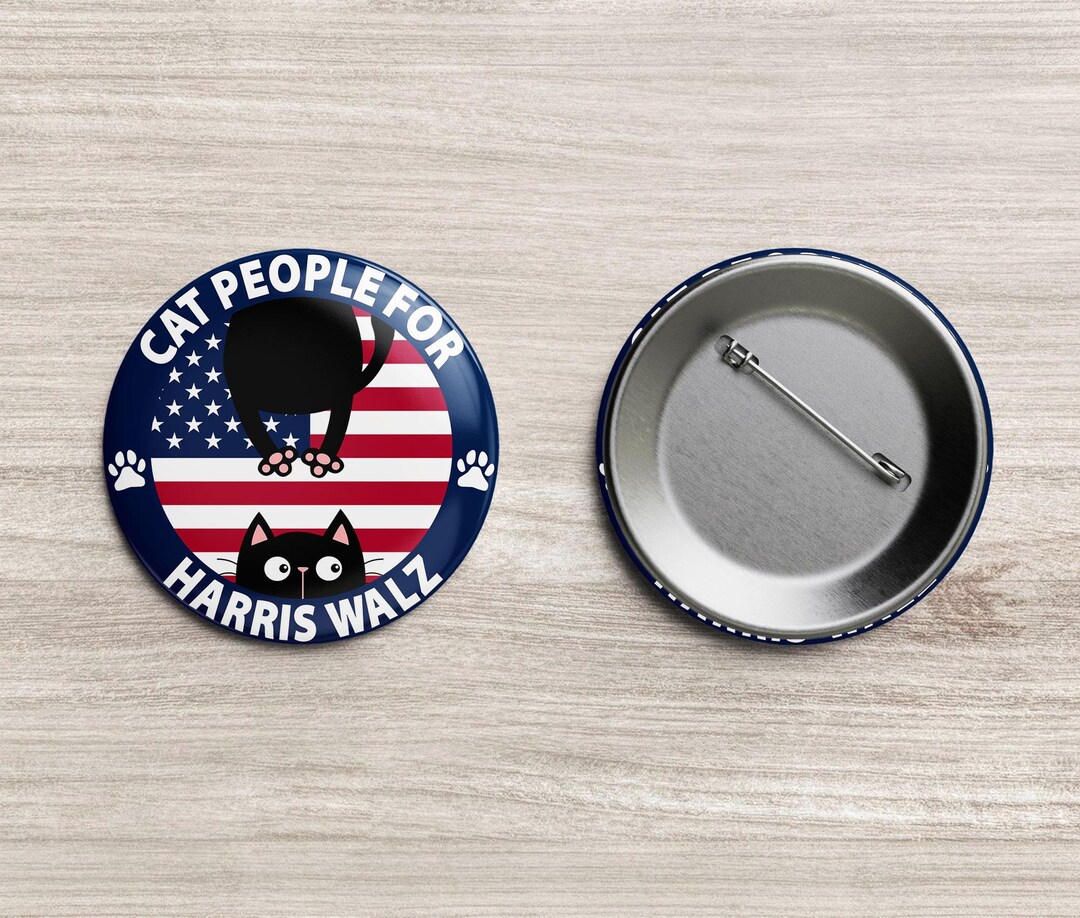 Cat People for Harris Walz Pin Button, Vote for Kamala Pin, Madam ...