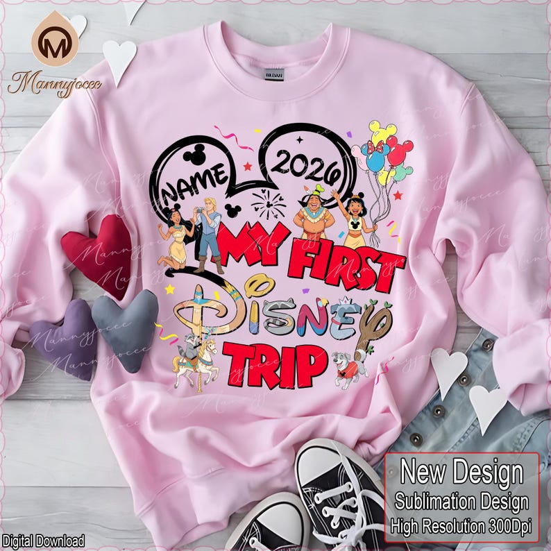 Custom Name My First Princess Trip 2026 PNG, Cute Family Celebration ...