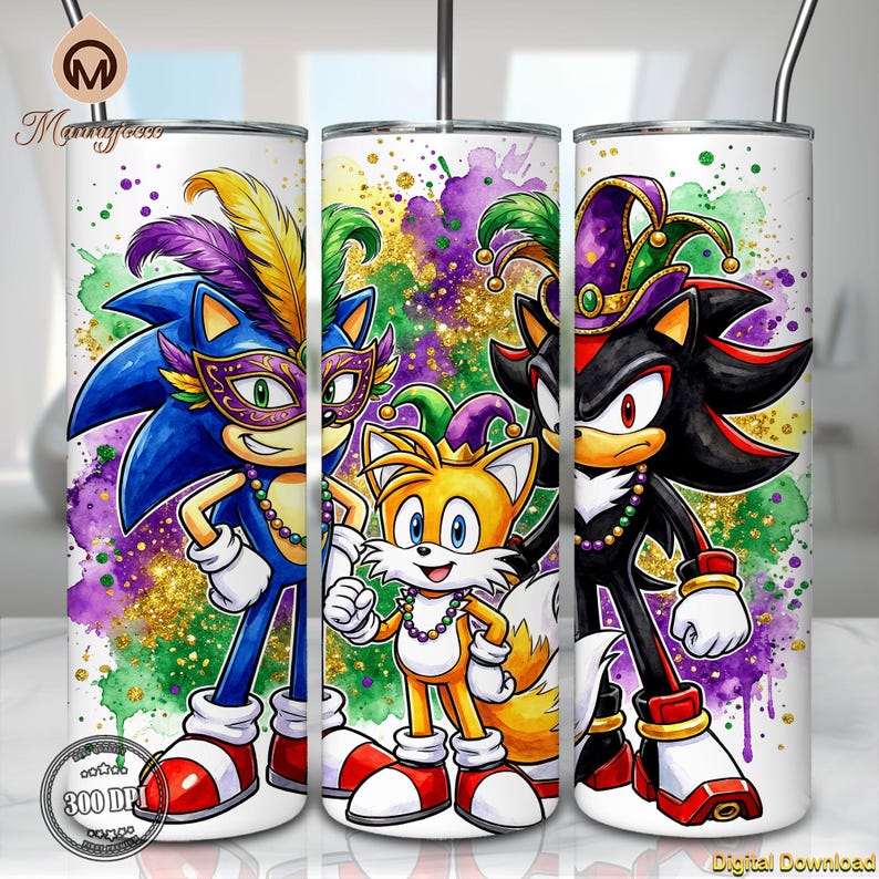 Mardi Gras the Hedgehog 20oz Skinny Tumbler Sublimation Design PNG, New ...