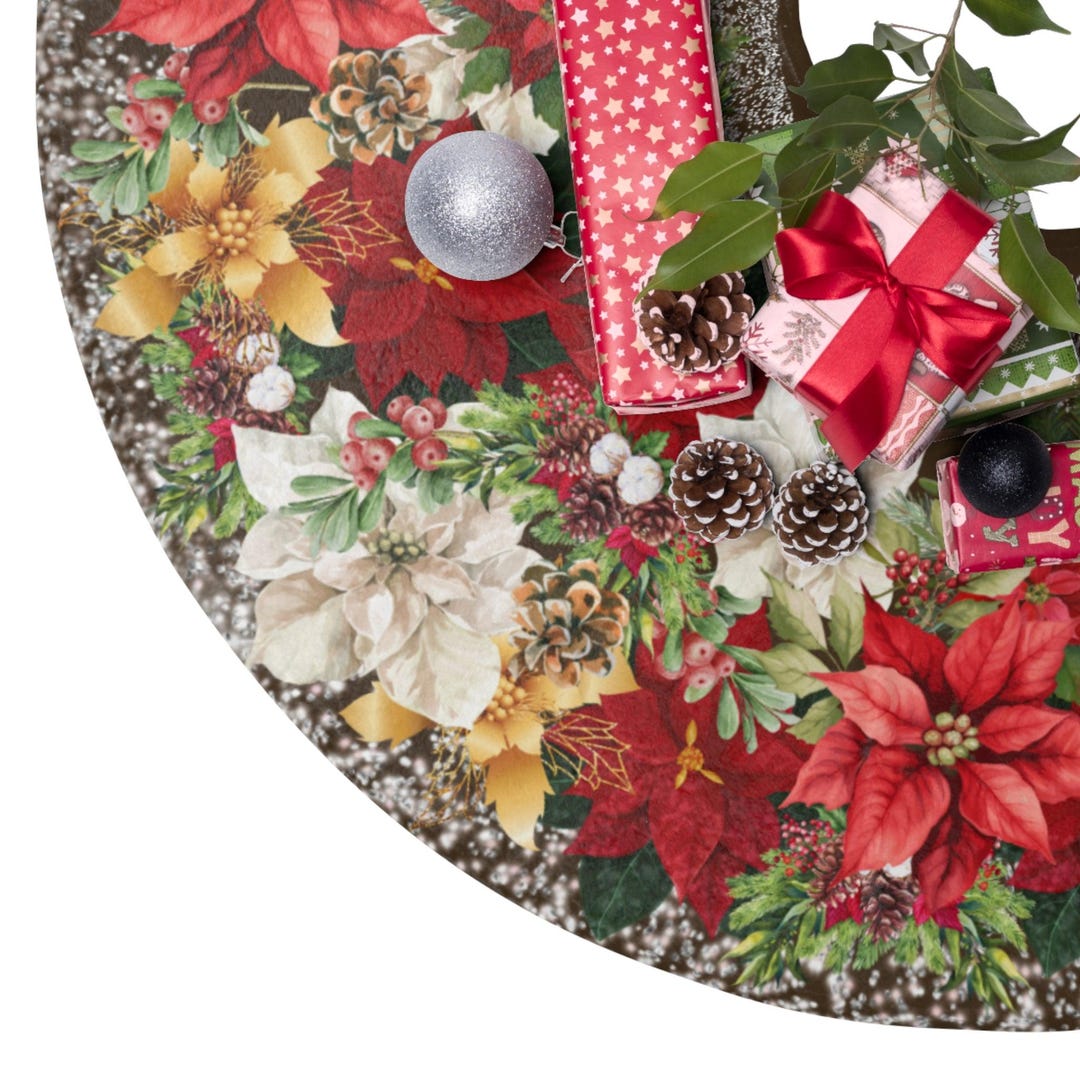 Poinsettia Garden Tree Skirts - Etsy