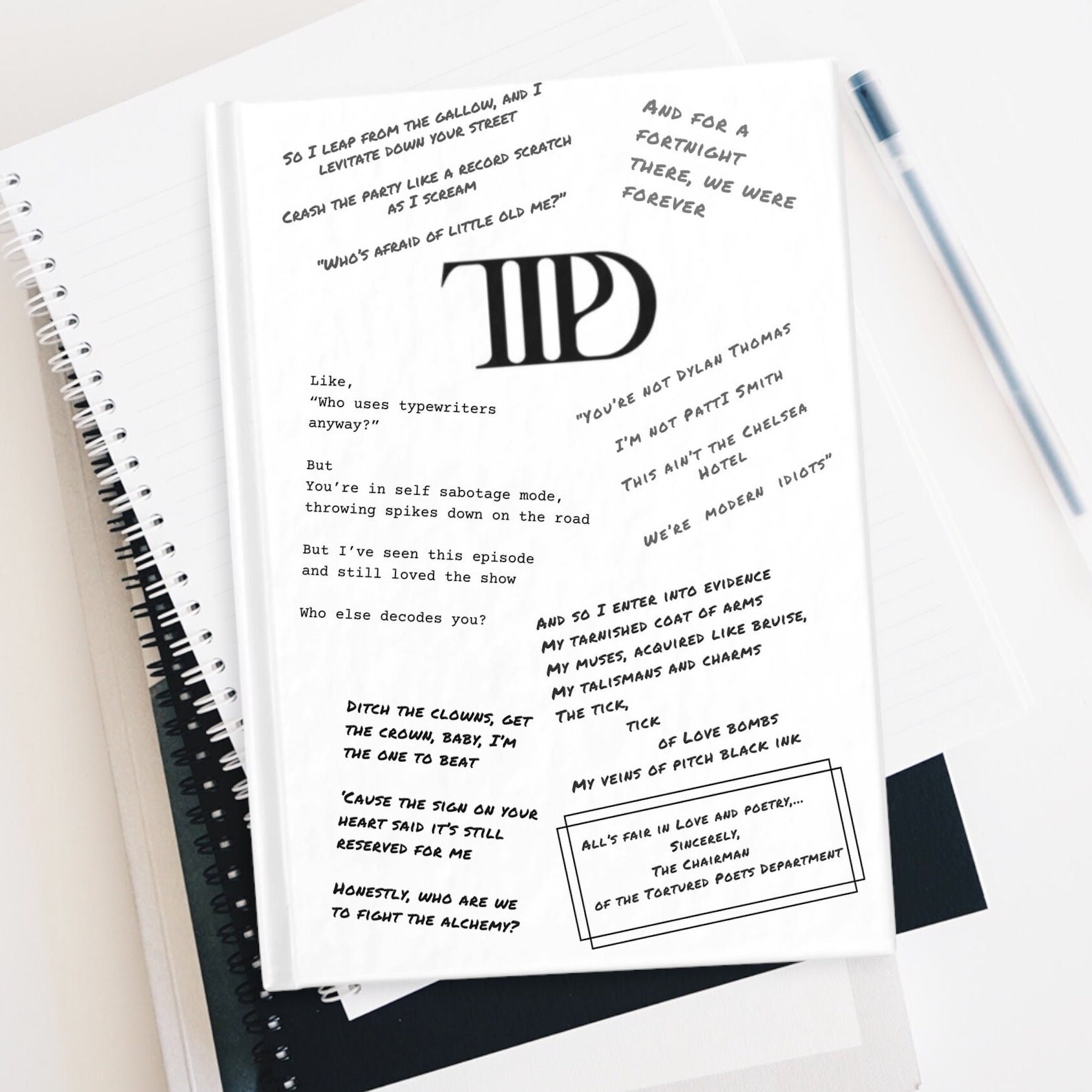 TTPD lyrics Inspired Journal - Etsy