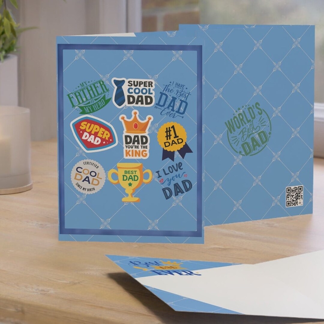 BEST DAD blue Greeting Cards 1 Pcs - Etsy
