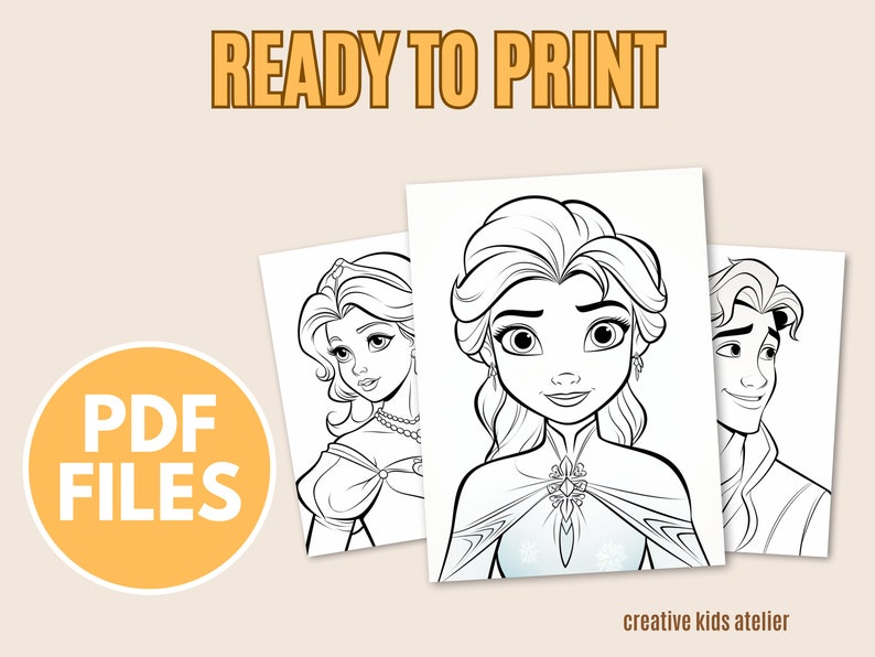 43 Character Coloring Pages in Cartoon Style - Instant Download ...