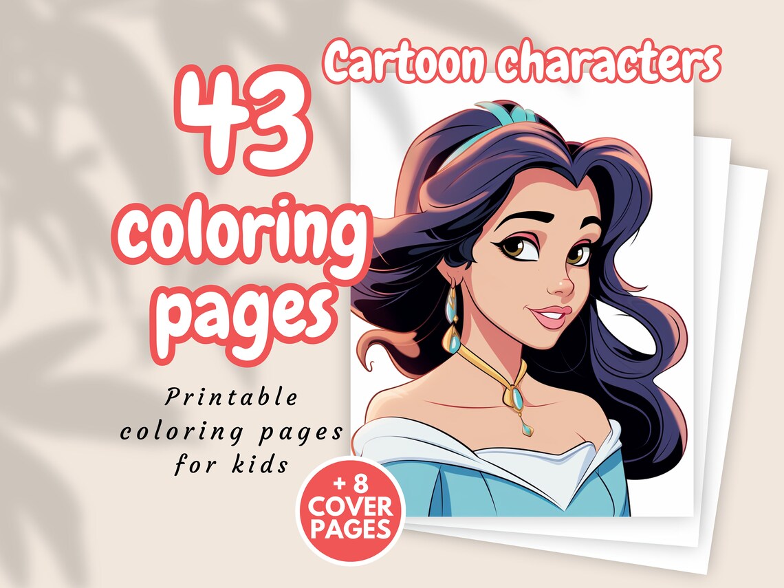 43 Character Coloring Pages in Cartoon Style - Instant Download ...