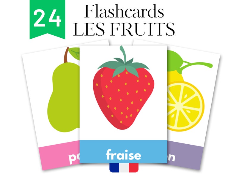 24 Fruit Flashcards, Educational Cards for Kids, Montessori Flashcards ...