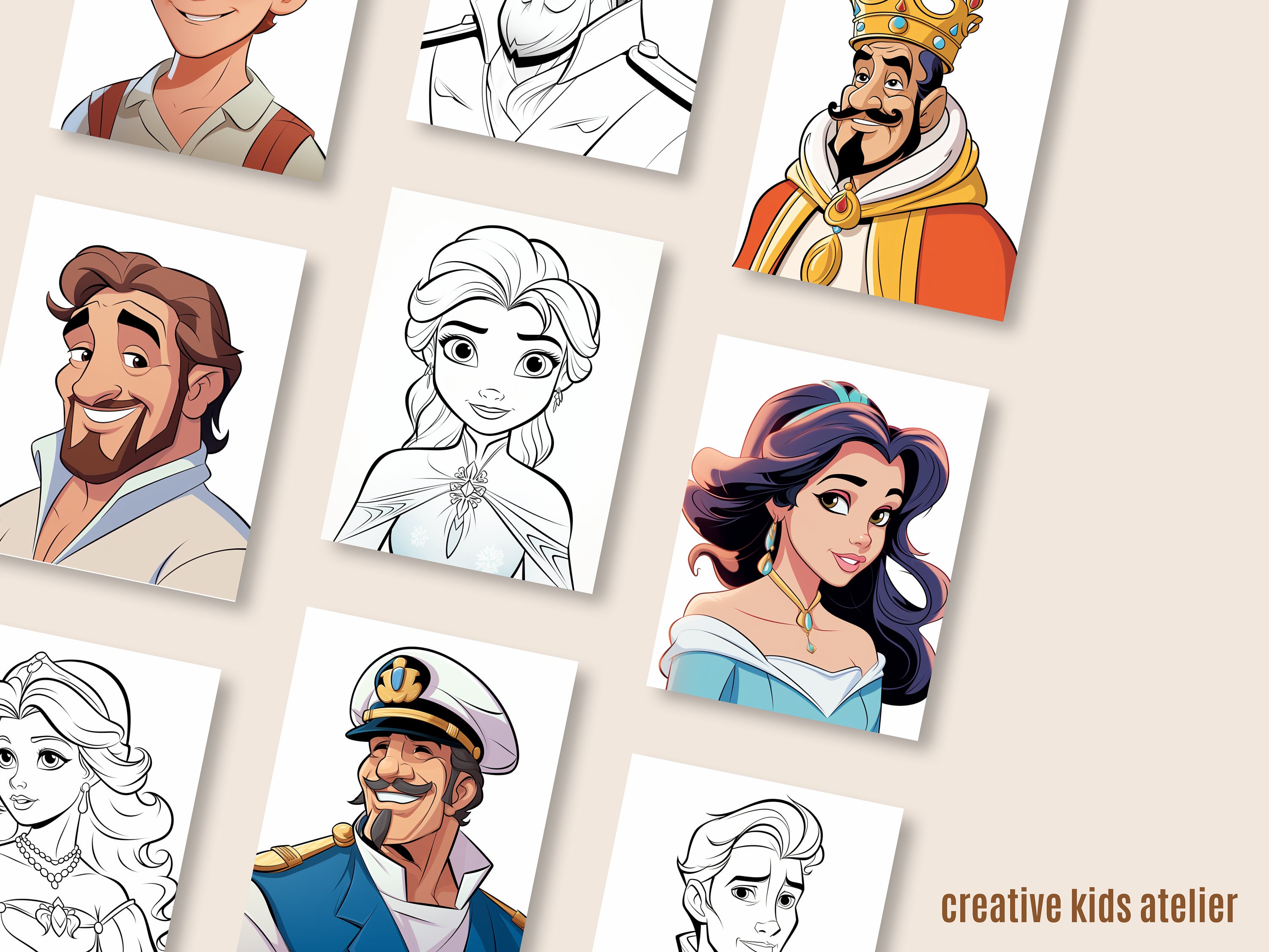 43 Character Coloring Pages in Cartoon Style - Instant Download ...