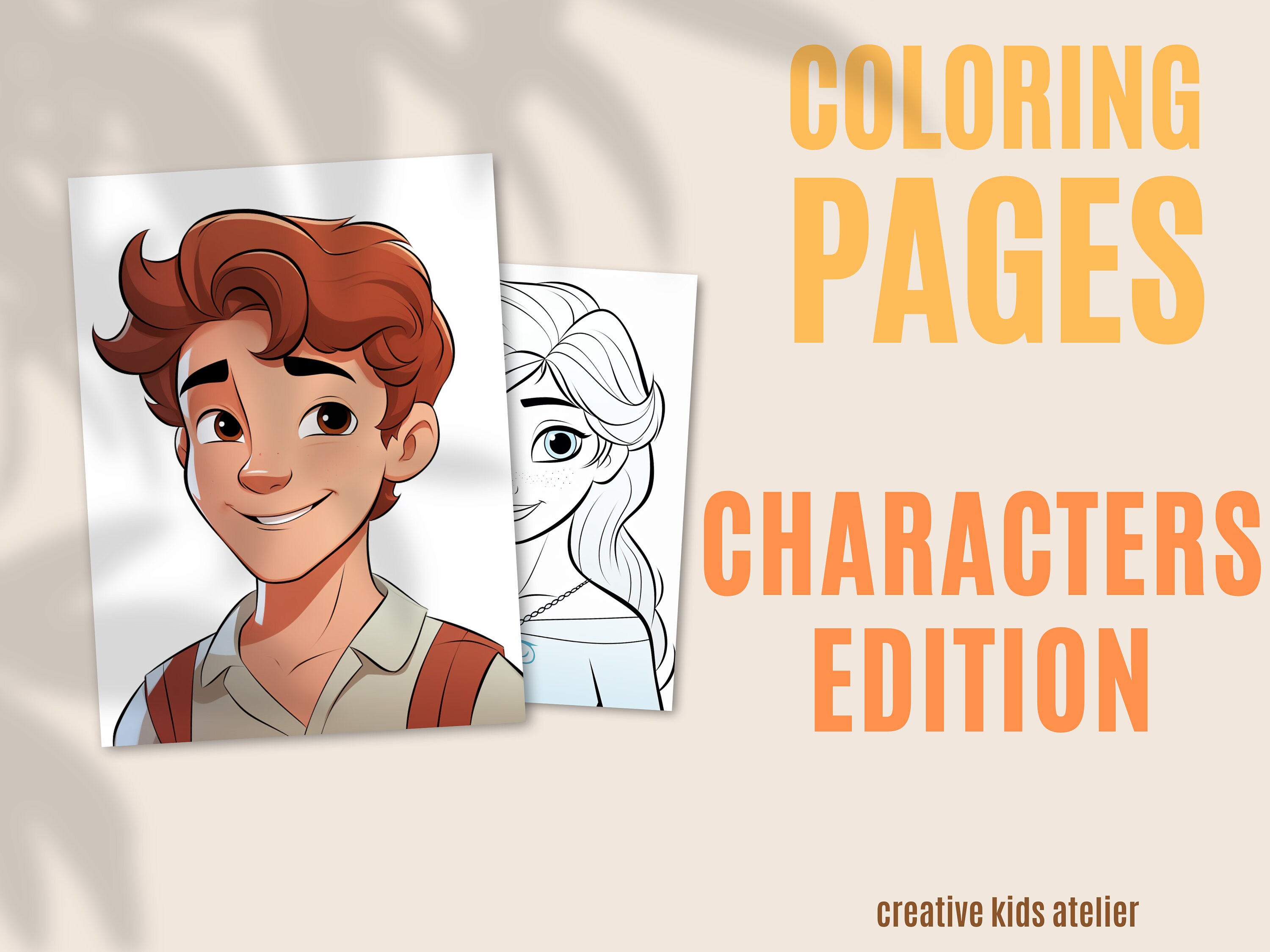 43 Character Coloring Pages in Cartoon Style - Instant Download ...