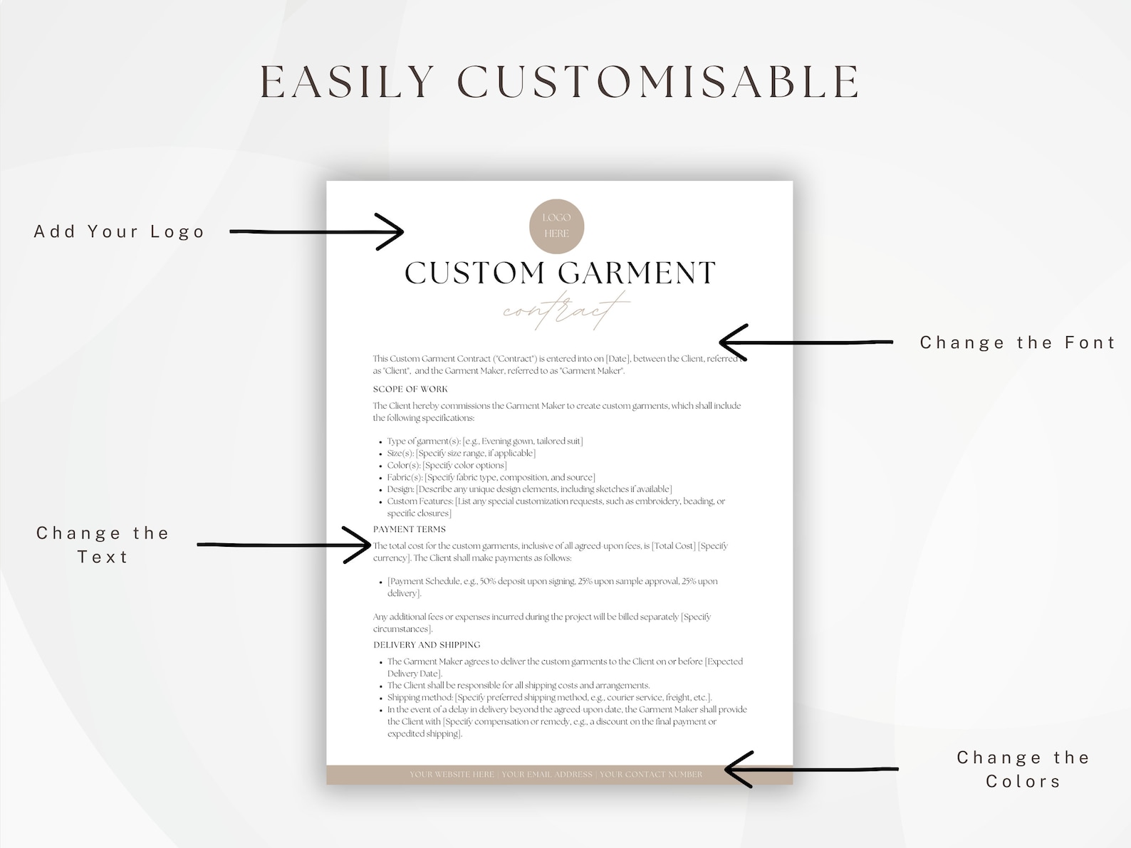Custom Garment Contract, Tailor Made Clothing Agreement, Bespoke ...