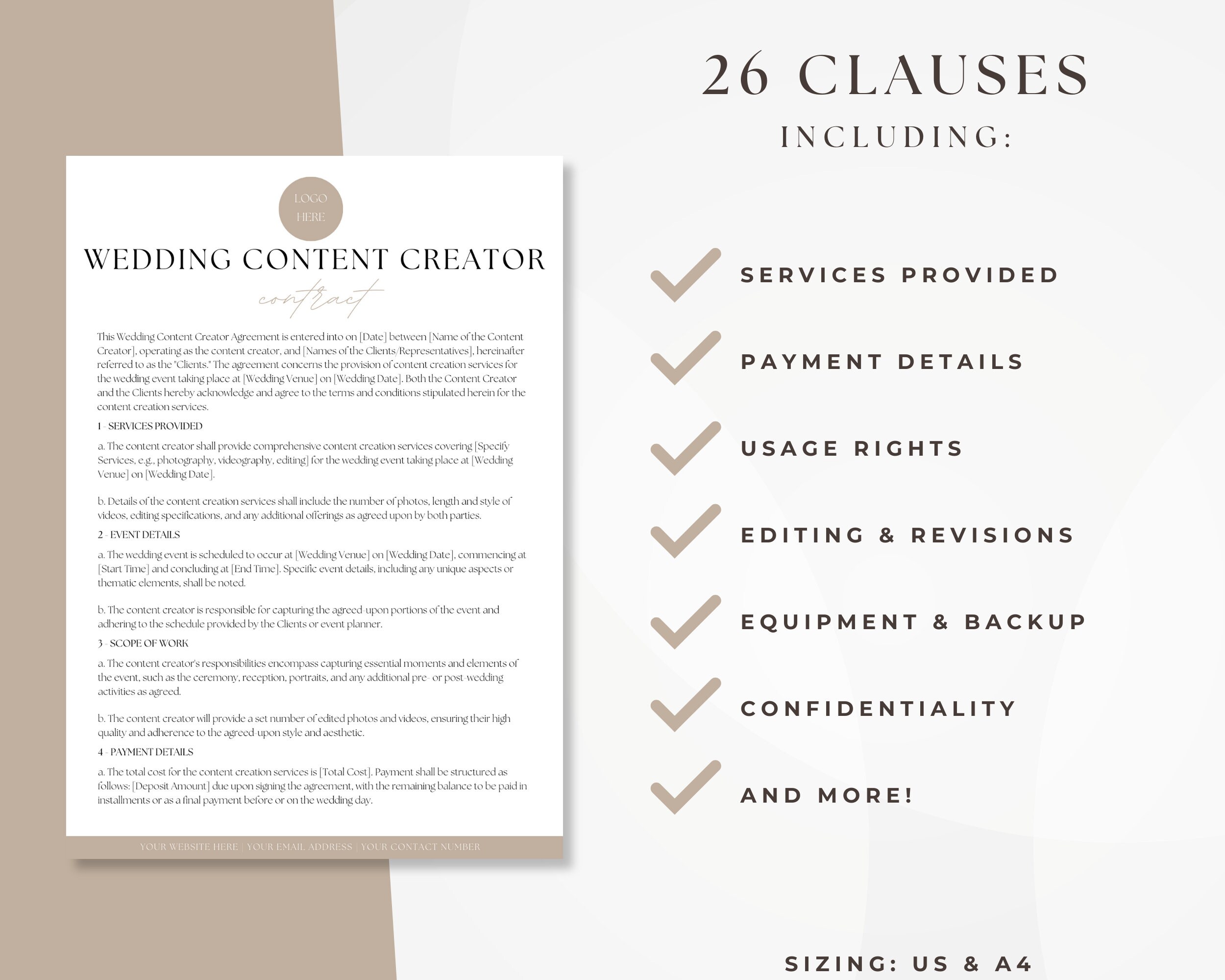 Wedding Content Creator Contract, Editable Content Creator Services ...