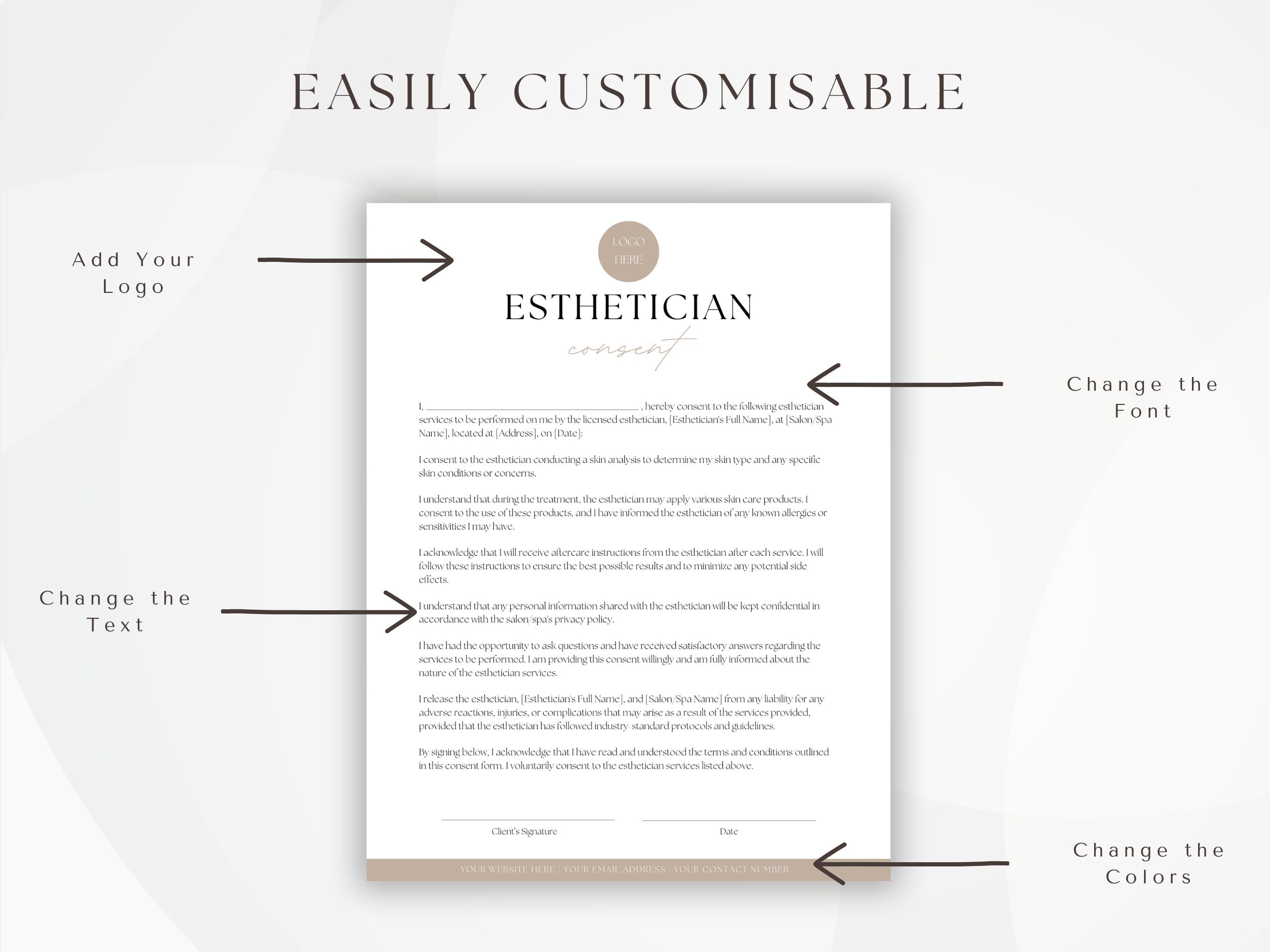Esthetician Forms Bundle, Editable Salon Policy Templates, Esthetician ...