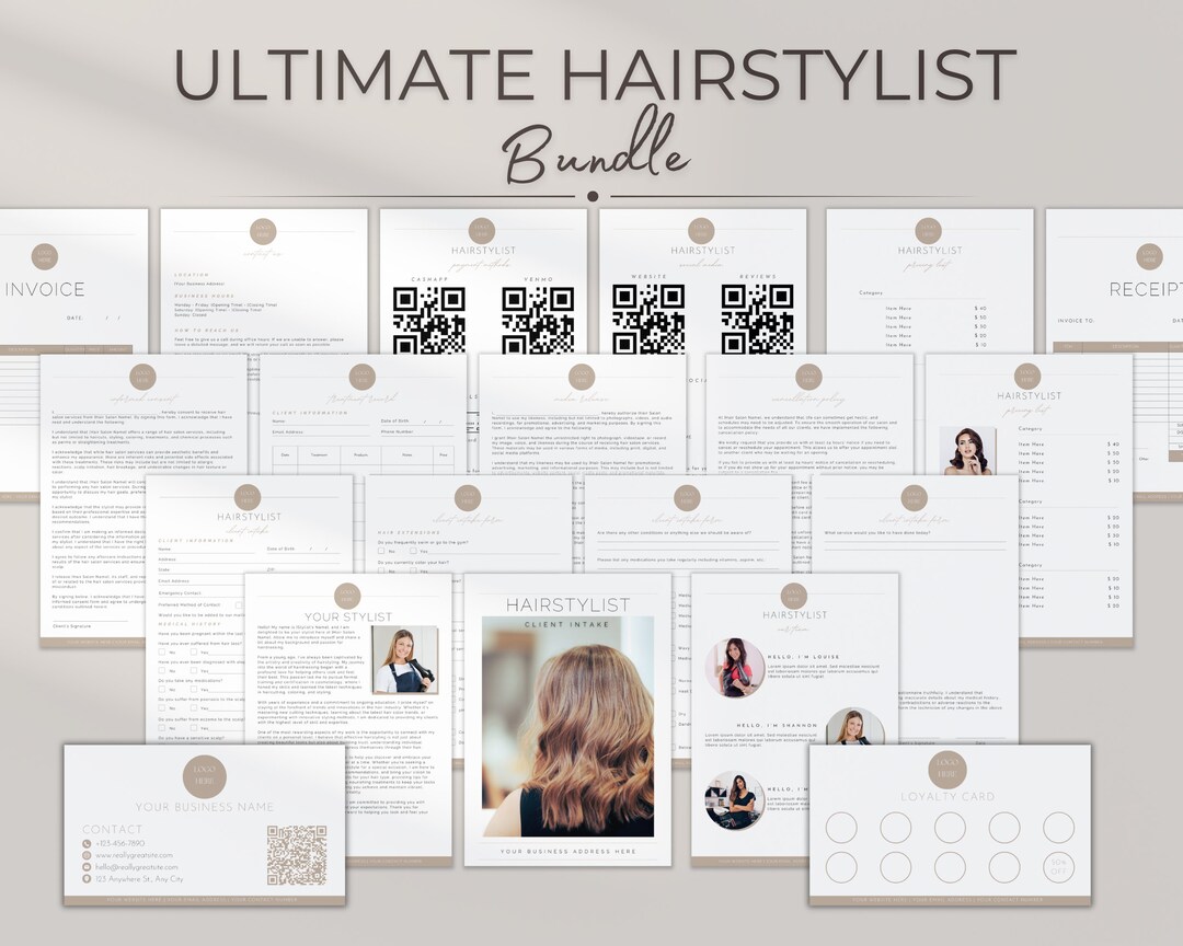Hairstylist Bundle Forms Template, Editable Hairstylist Client Intake ...