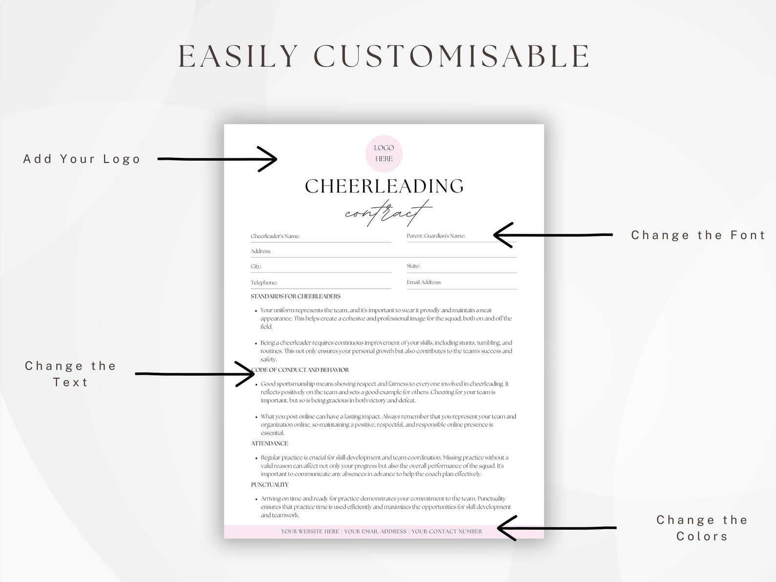 Cheerleading Contract Template, Cheerleading Tryouts Flyer, Coaching ...