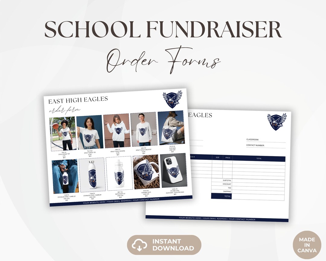 Spirit Wear Order Form, Editable Fundraiser Order Invoice Template ...
