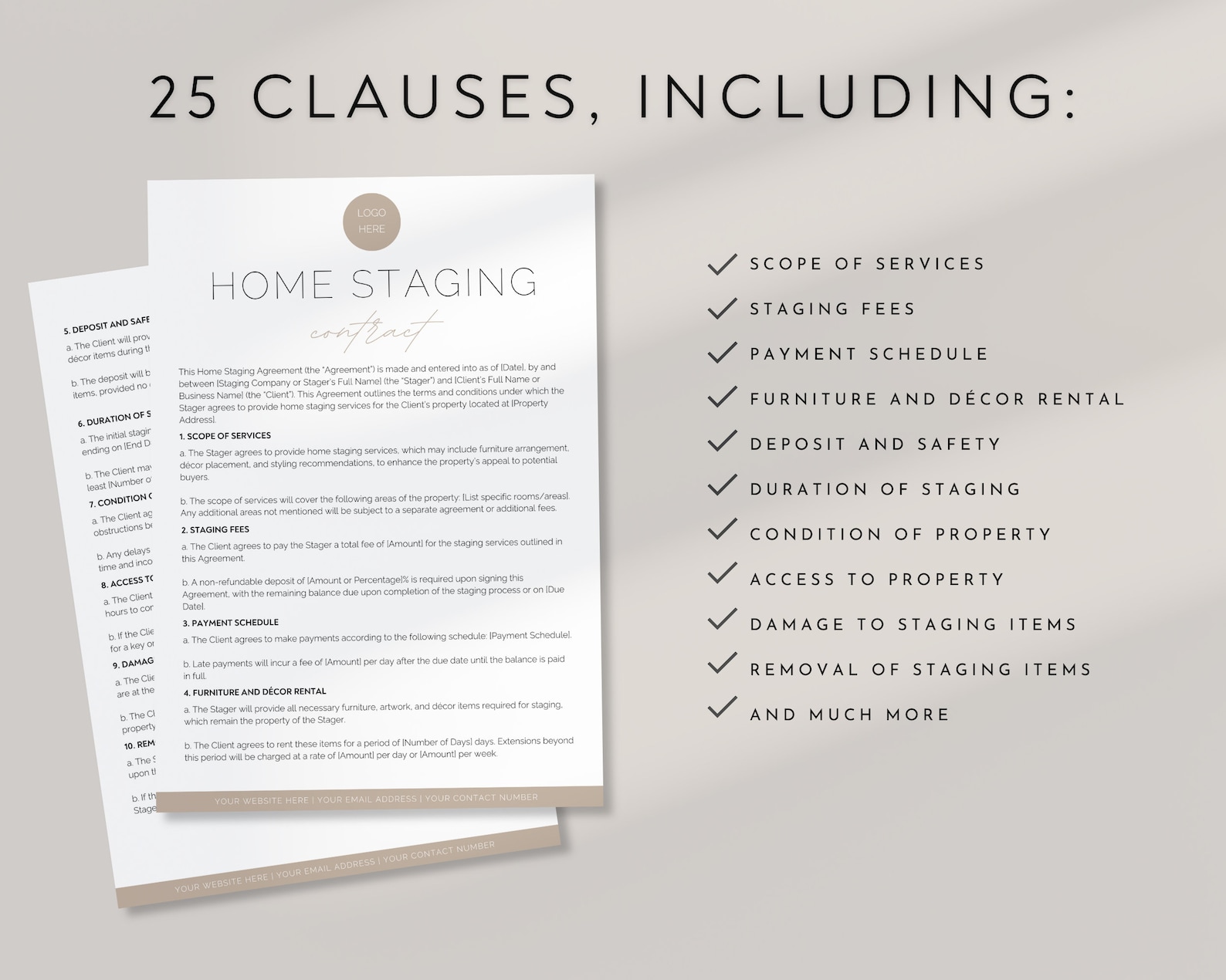 Home Staging Contract, Home Staging Services Agreement, Editable ...