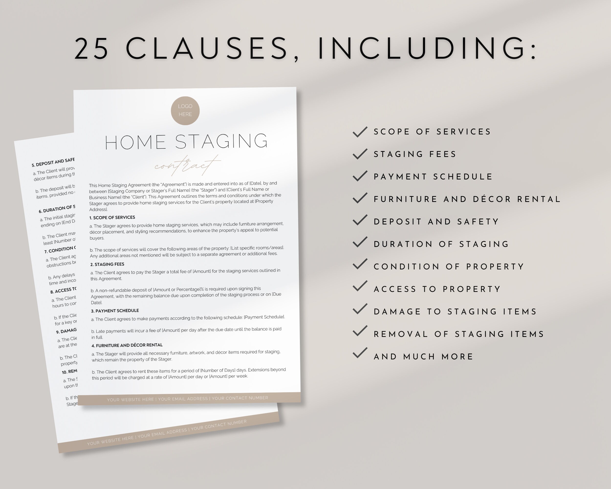 Home Staging Contract, Home Staging Services Agreement, Editable ...