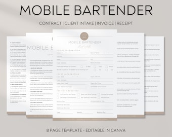 Editable Bartender Service Agreement, Mobile Bar Contract, Mobile Bar ...