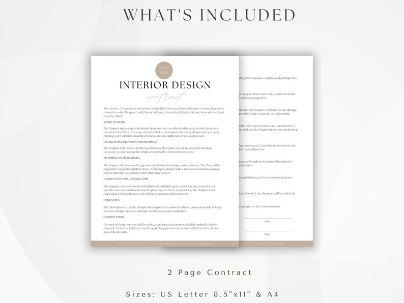 Interior Designer Client Contract Template, Service Contract ...