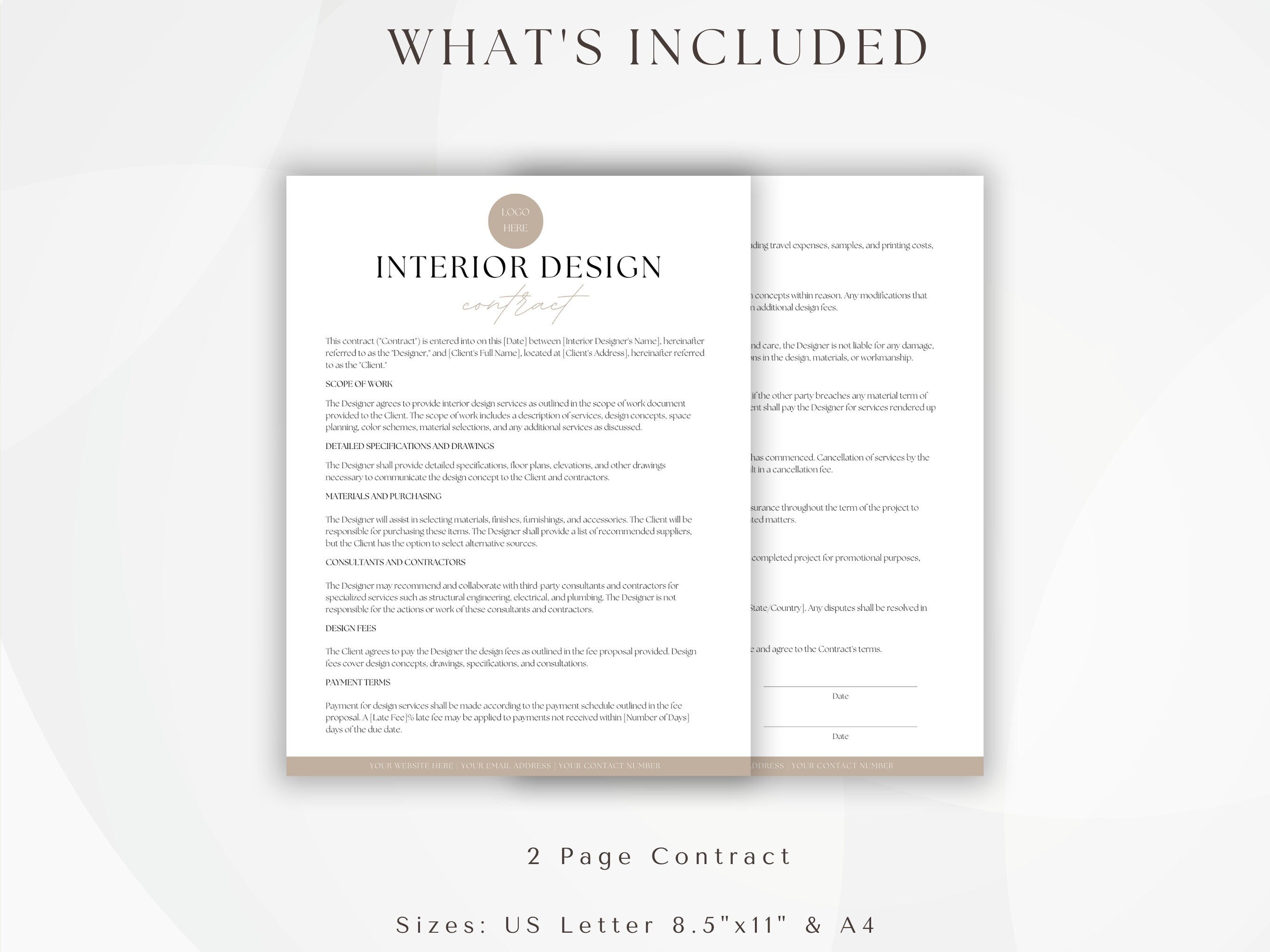 Interior Designer Client Contract Template, Service Contract ...