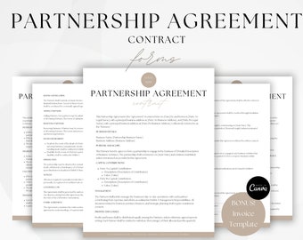 Printable Partnership Agreement Template, Editable Agreement for LLC ...